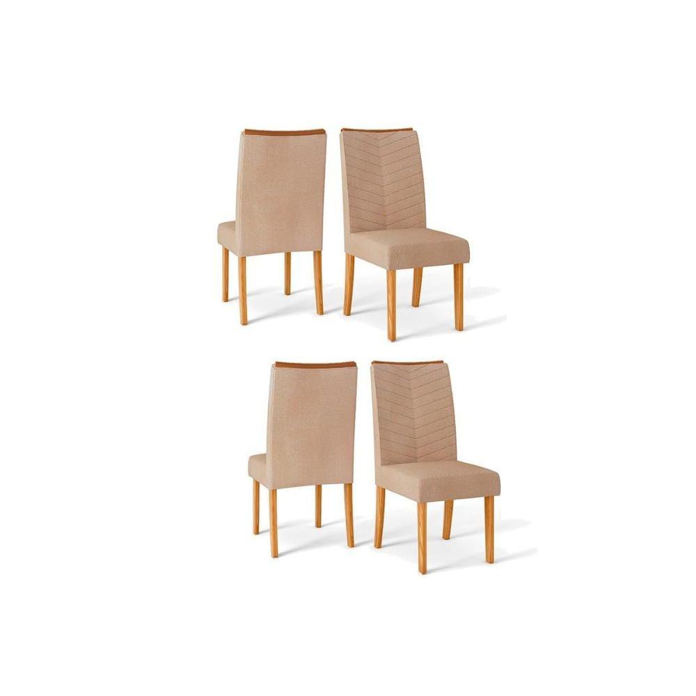Cadeira Sala de Jantar Serena Kit 4 Un Carvalho Nobre/Linho Saara - DJ Móveis | MadeiraMadeira
