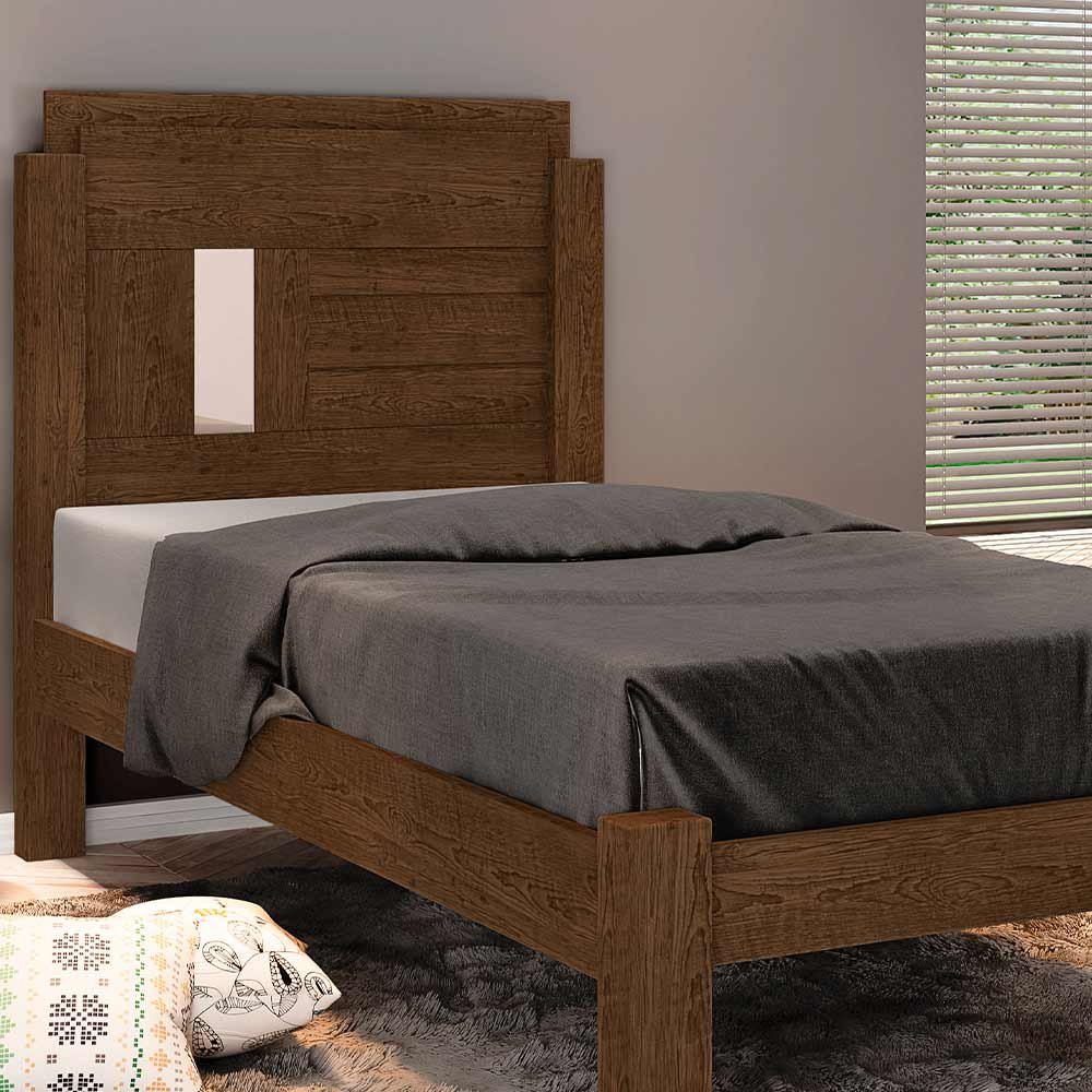 Cama Em MDF Moderna Com Colchão Solteiro Malbec Framar | MadeiraMadeira