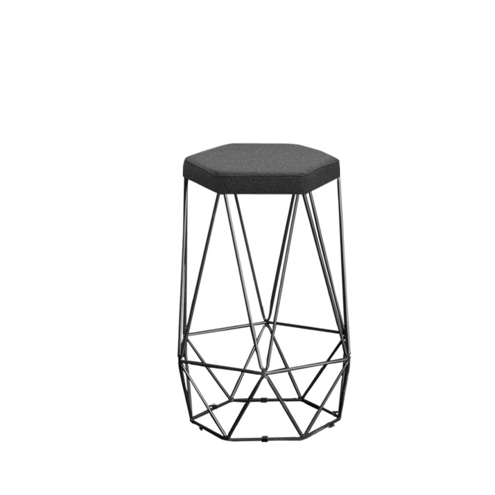 Banqueta Decorativa Rubi Base Aramada Linho- Aliw Decor: Linho Chumbo ...