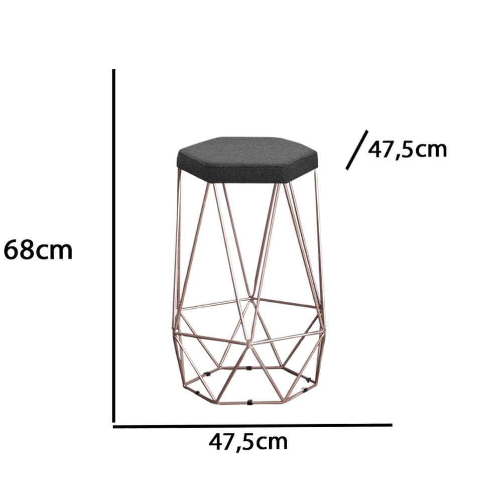 Banqueta Decorativa Rubi Base Aramada Linho- Aliw Decor: Linho Chumbo ...