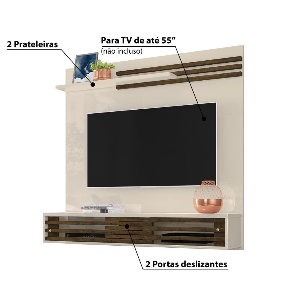 Rack Suspenso Frizz Sublime para TV de 55 - Off White/Imbuia ...
