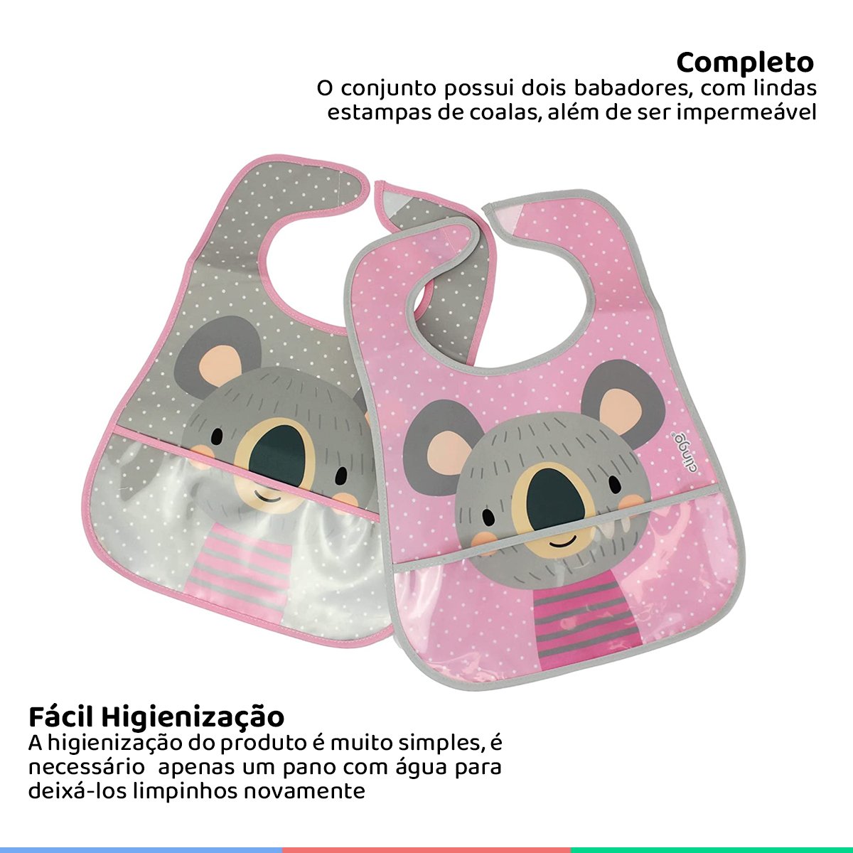 Babador Bebê Infantil com Bolso Coletor de Migalhas 2 Unidades 6 a 36 ...