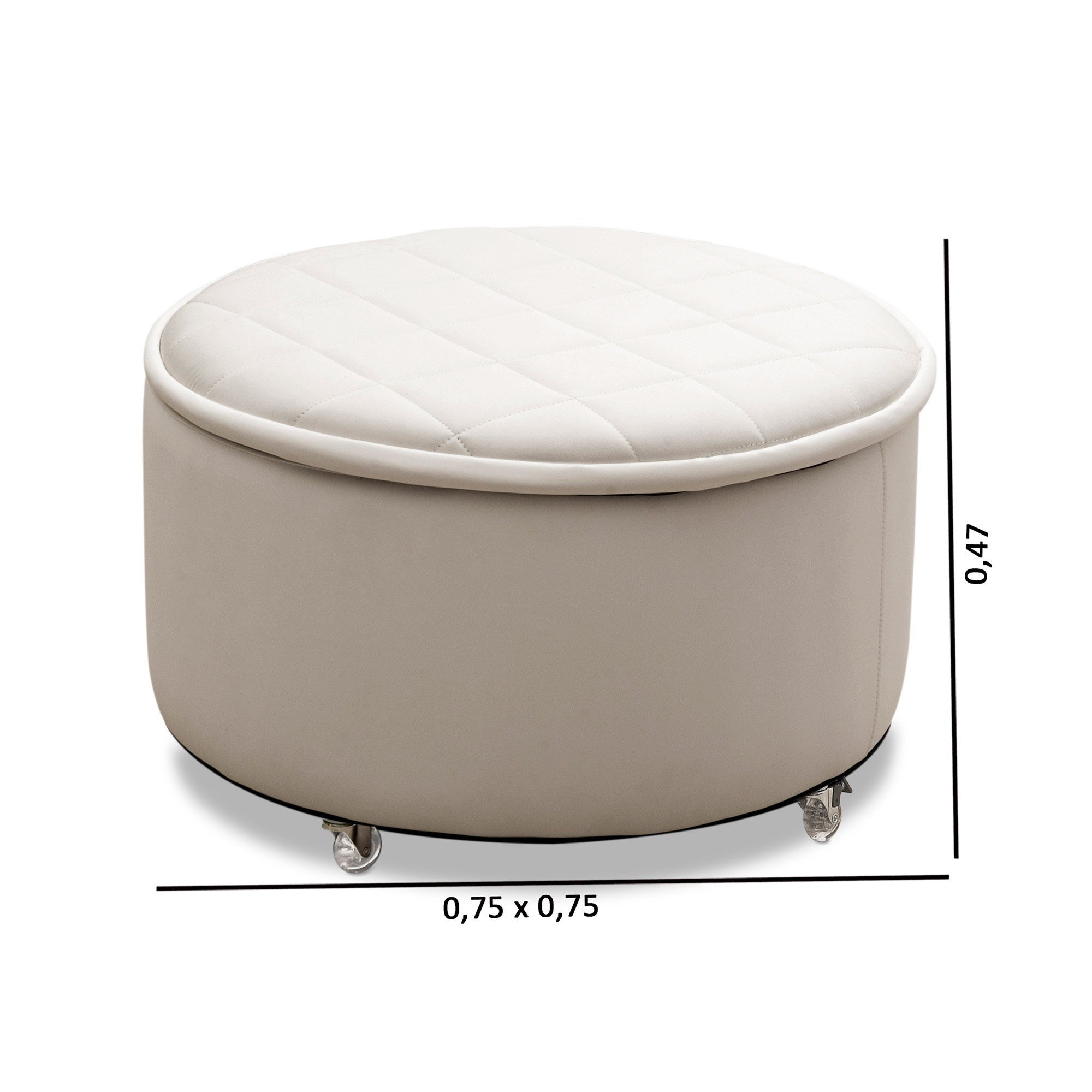 Puff Baú Sapateira Zeus 70x70 c/ Rodízio Corano Branco - VS Decor Star confort | MadeiraMadeira