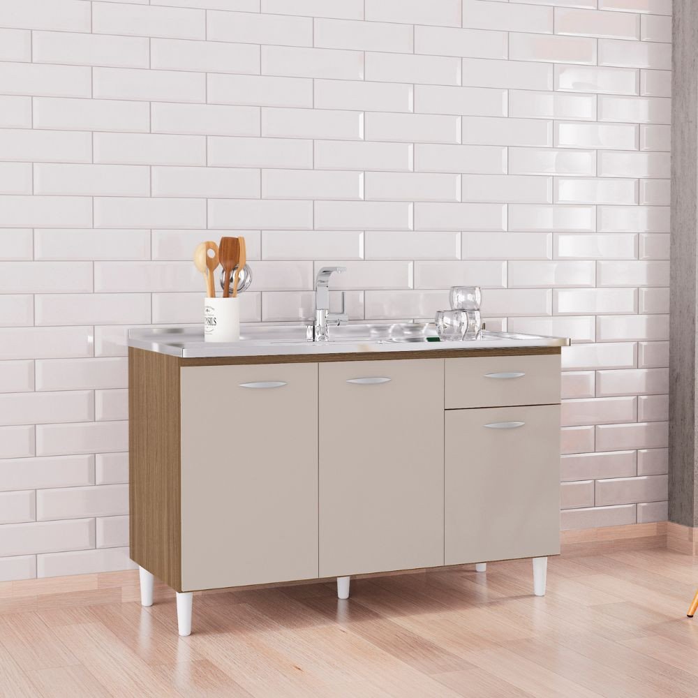 Balcão Poquema para Cuba 3 Portas 1 Gaveta | MadeiraMadeira