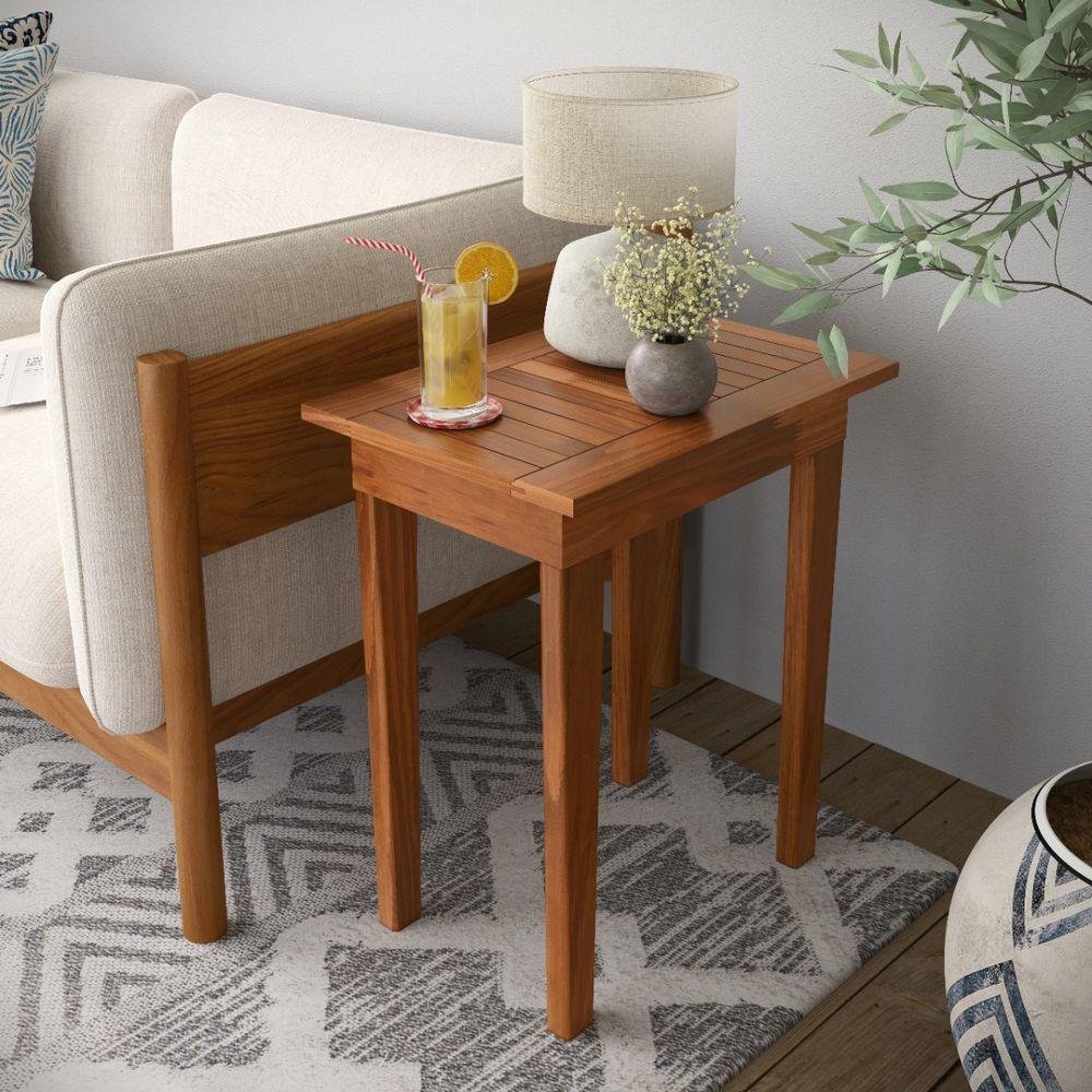 Mesa Lateral Ripada para Sala Mumbai Castanho | MadeiraMadeira