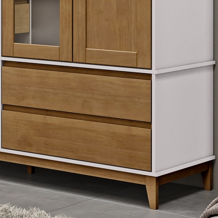 Guarda Roupa 4 Portas Com Espelho E Comoda MDF/Madeira Maciça Prata Off ...