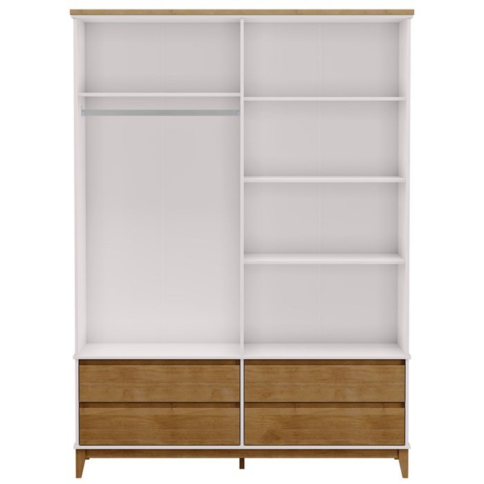 Guarda Roupa 4 Portas Com Espelho E Comoda MDF/Madeira Maciça Prata Off ...