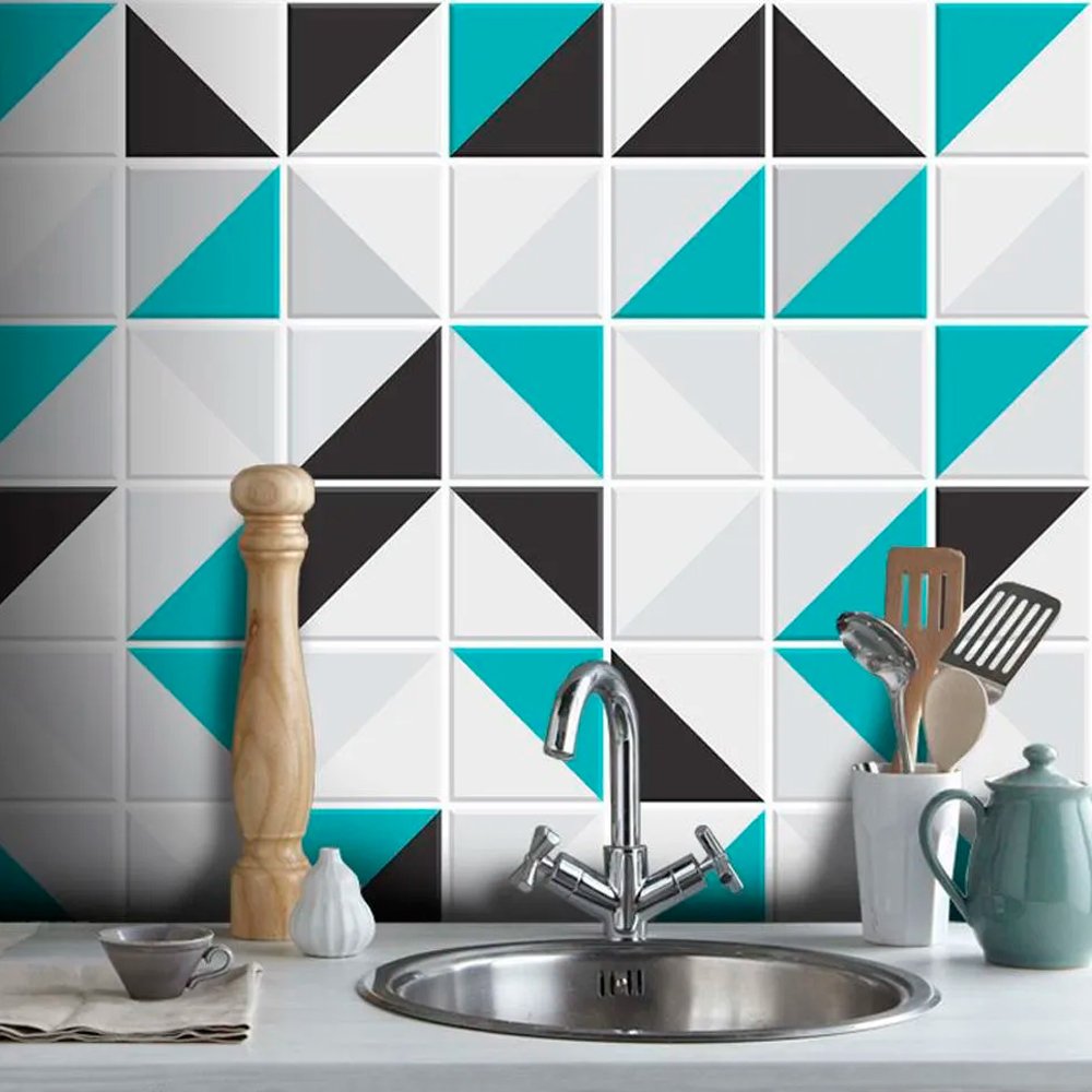 Adesivo Destacável Azulejo Retângulo Turquesa - 20x20 | MadeiraMadeira