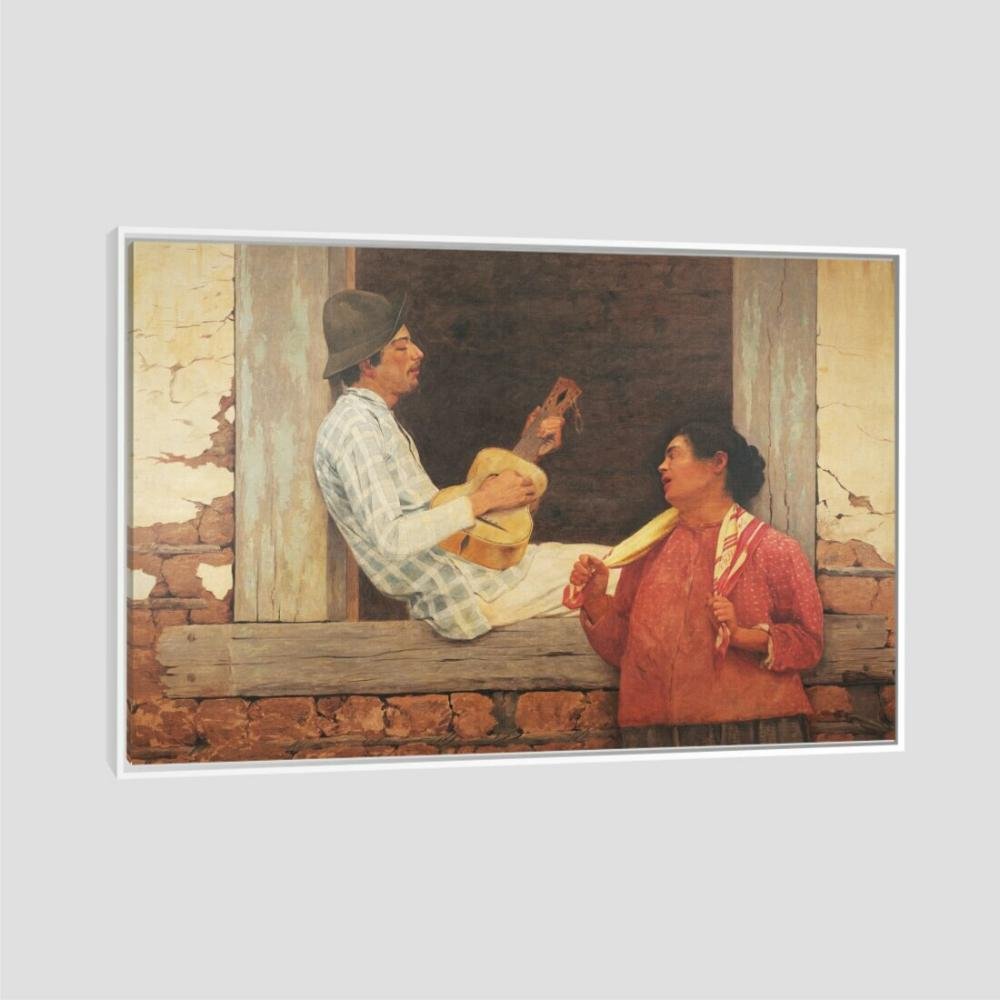 Quadro Almeida Junior O Violeiro Tela Moldura Branca 63X42Cm ...
