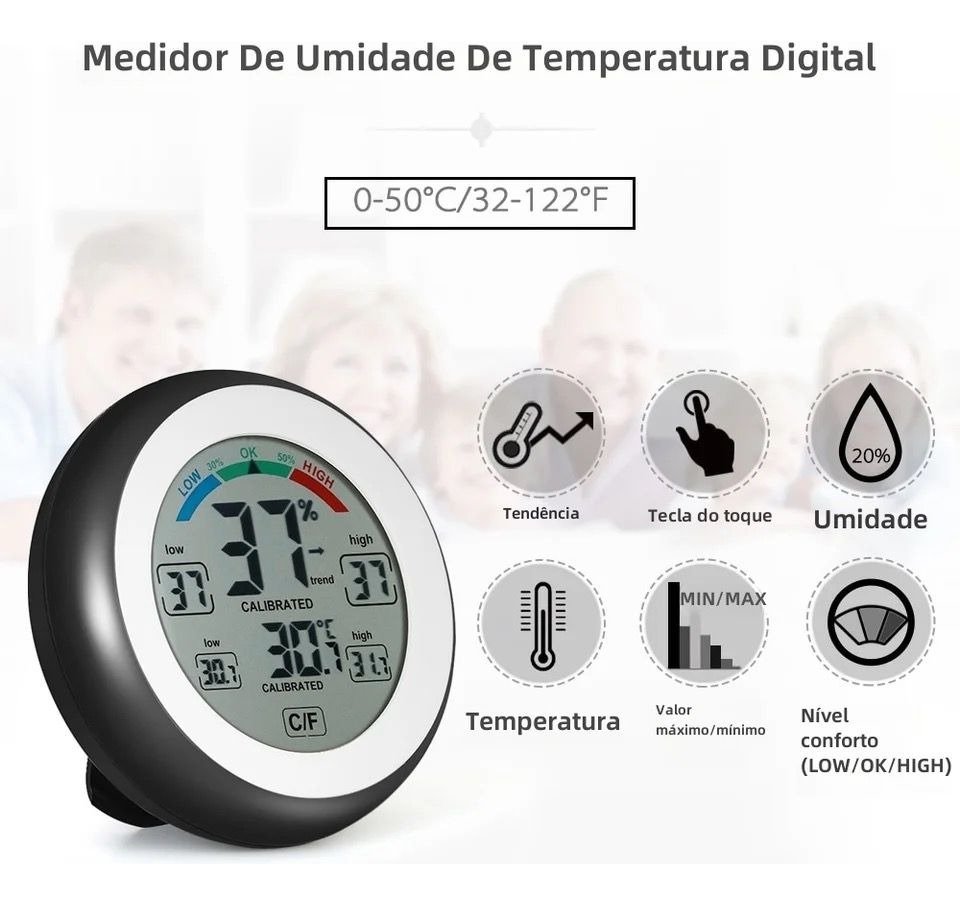 Mini Medidor De Temperatura E Umidade Display Com Min E Max Termo Higro ...