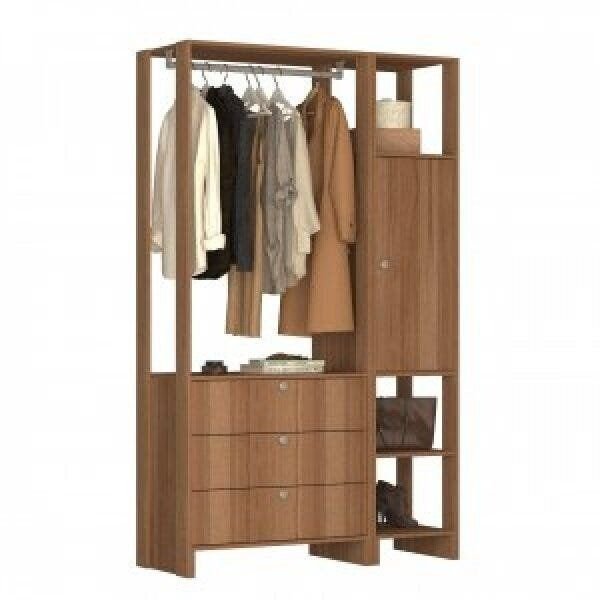 Guarda-Roupa Modulado Closet 2 Peças Cabideiro 3 Gavetas Porta com 2 ...