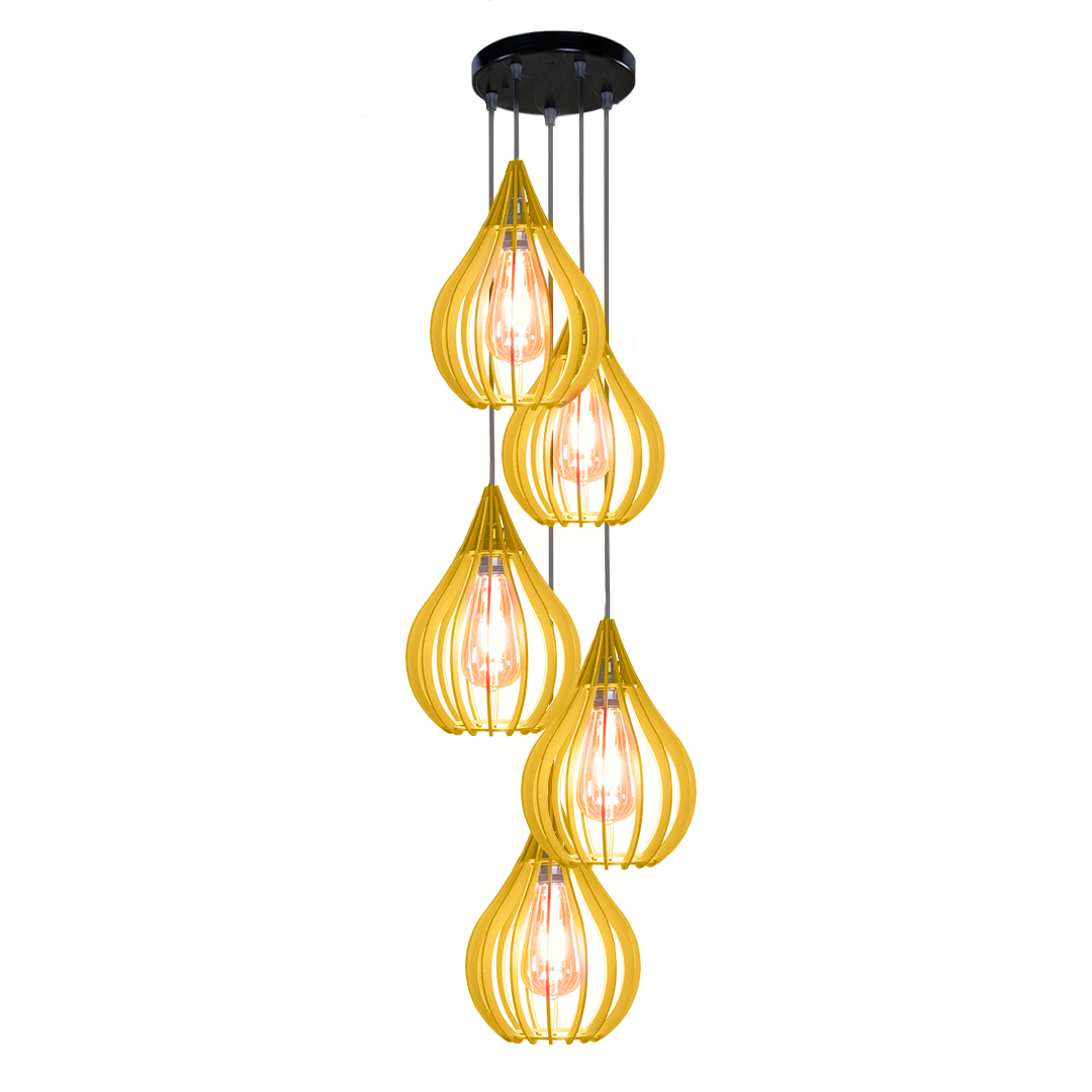 Luminária Teto Lustre pendente balcão cozinha sala 5 chile:Amarelo4 ...