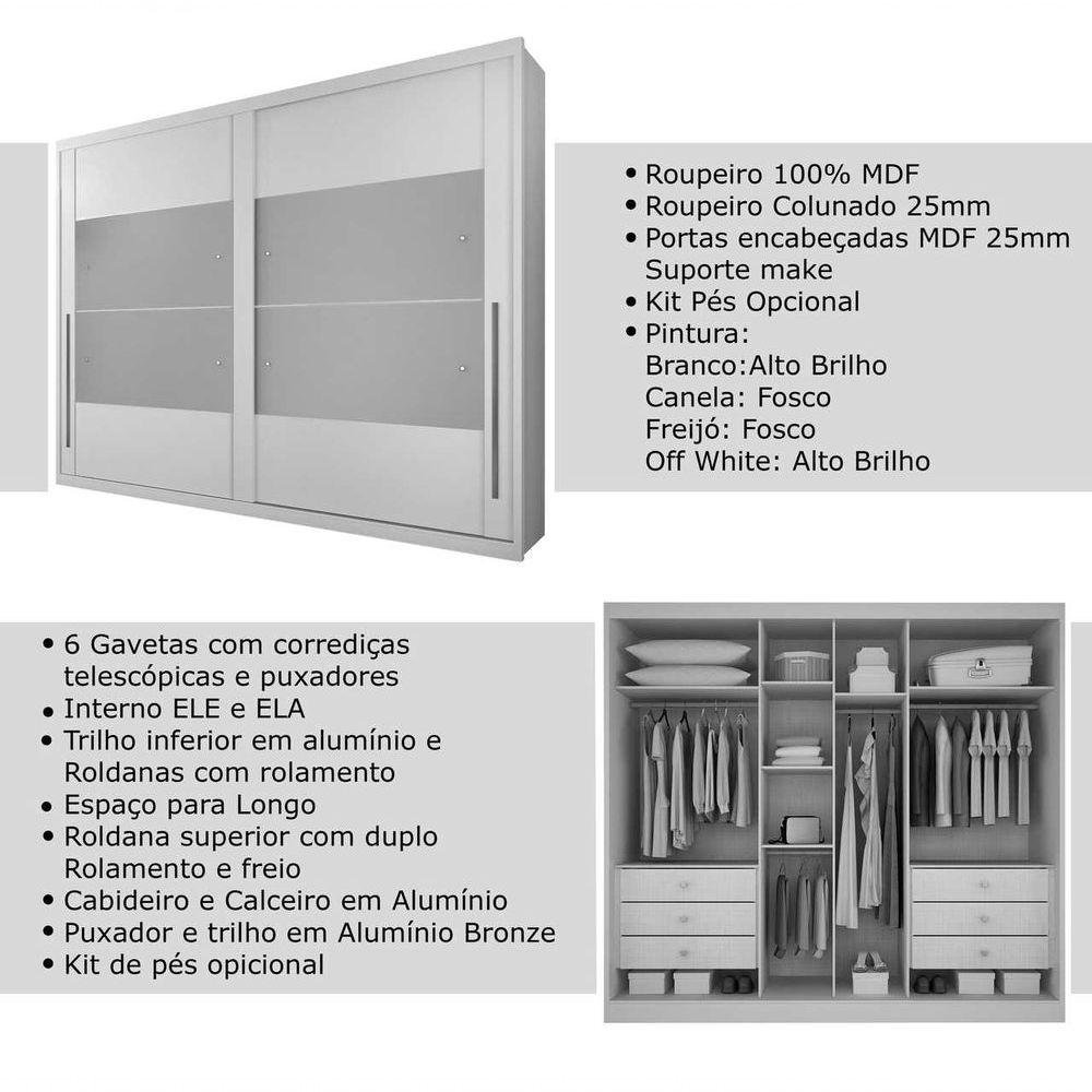 Guarda Roupa Casal Com Espelho canela | MadeiraMadeira
