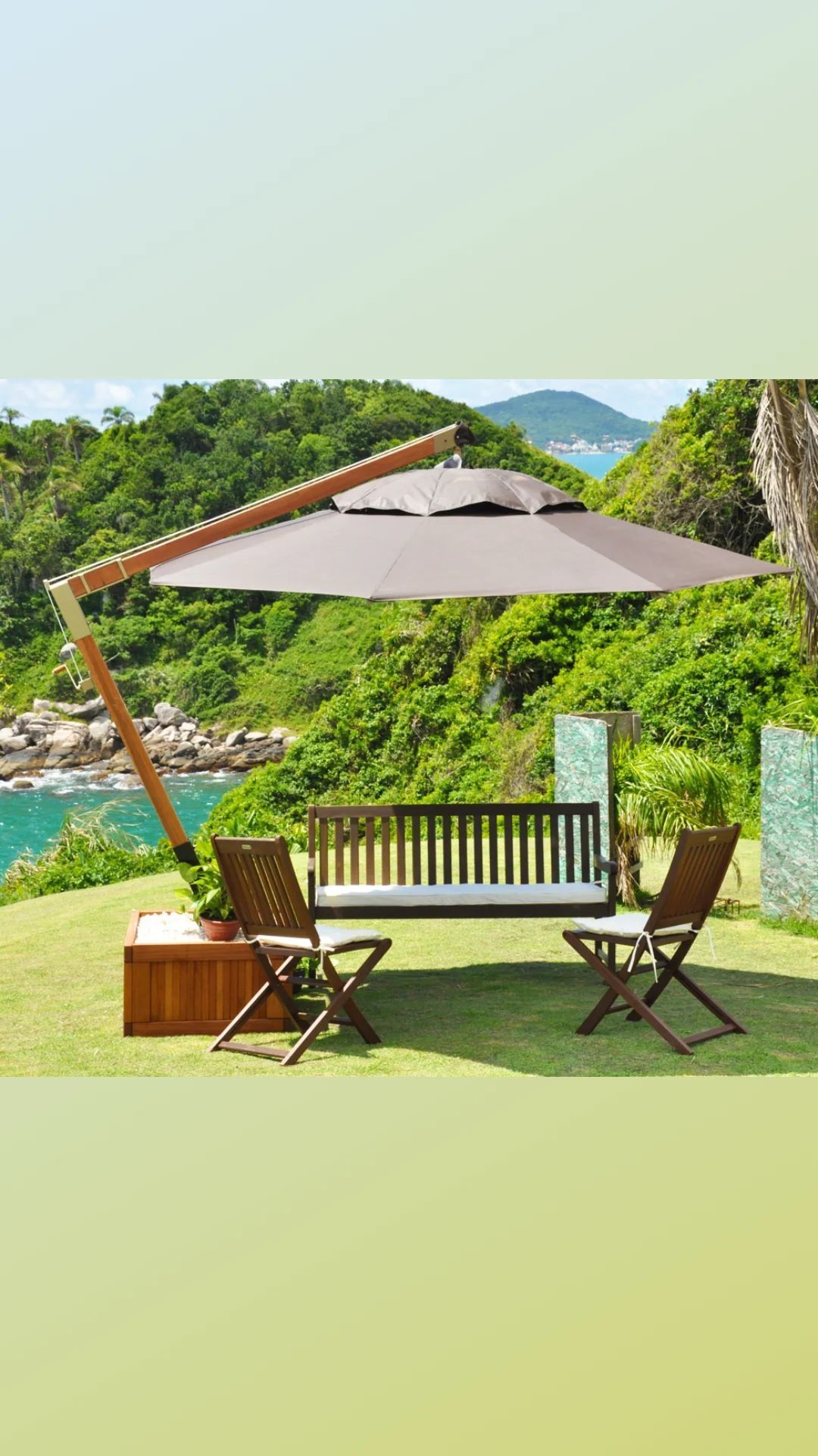 Ombrelone Lateral Slim Red. Giratória Com Floreira 2m90cm | MadeiraMadeira