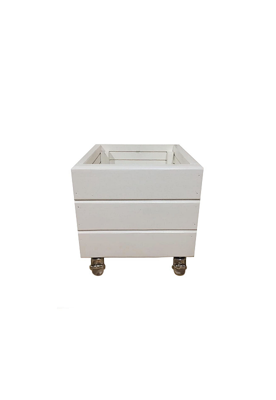 Vaso Madeira Rústico Não É Segredo Branco Rodinha 25x26 | MadeiraMadeira