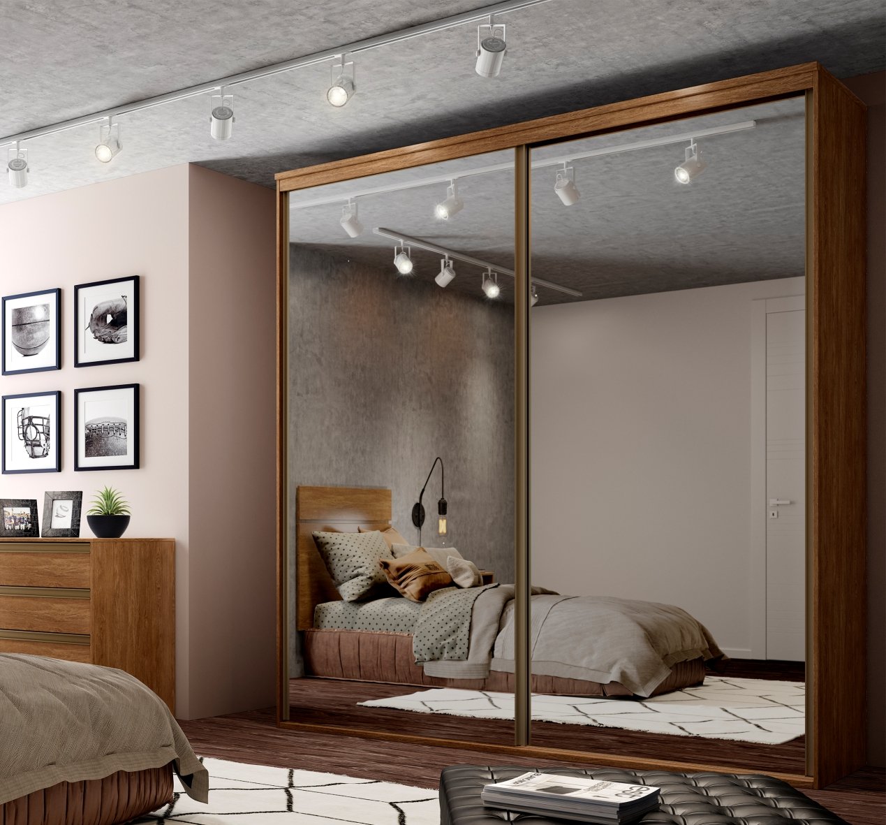 Guarda Roupa Casal com Espelho 2 Portas de Correr MDF Luminum Belmax ...