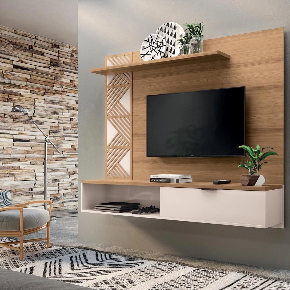 Painel Suspenso Tv 50 Betania Freijo Off White Banana Bit HB Móveis ...