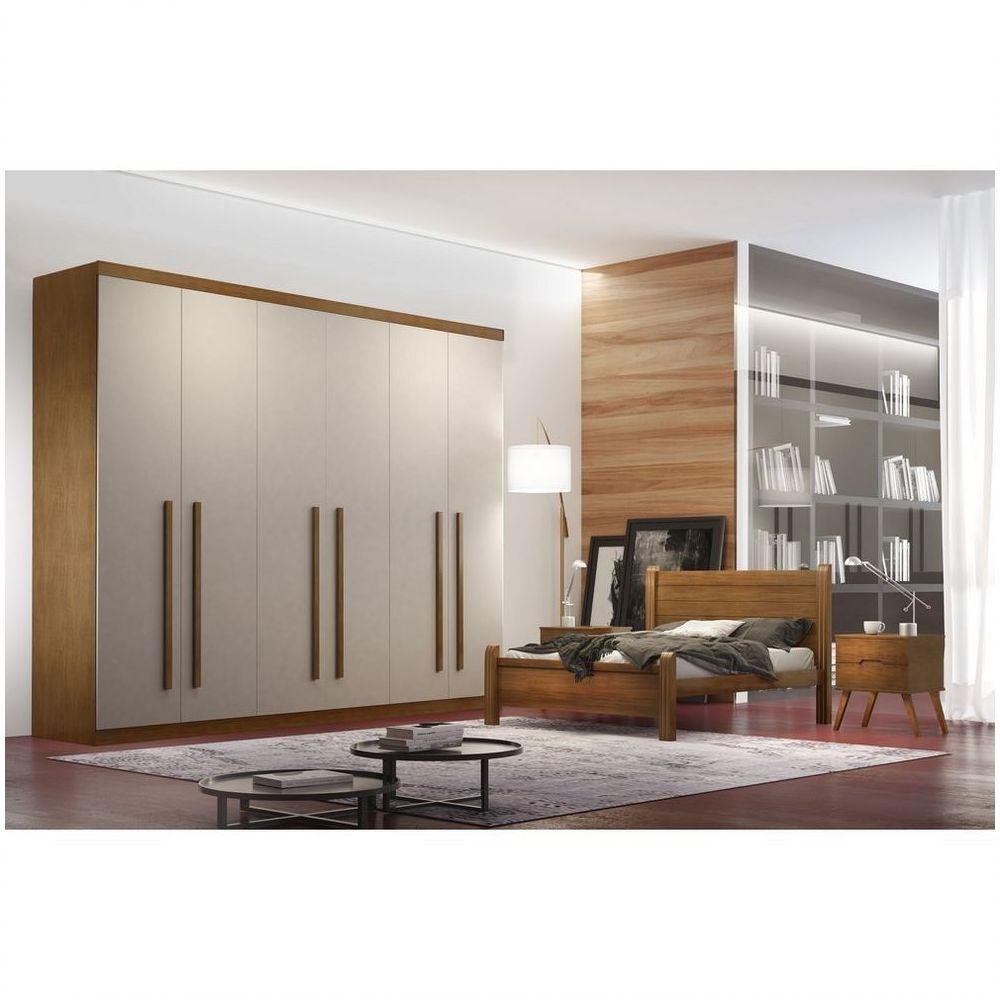Guarda Roupa Casal 6 Portas 4 Gavetas Imbua / Off White | MadeiraMadeira