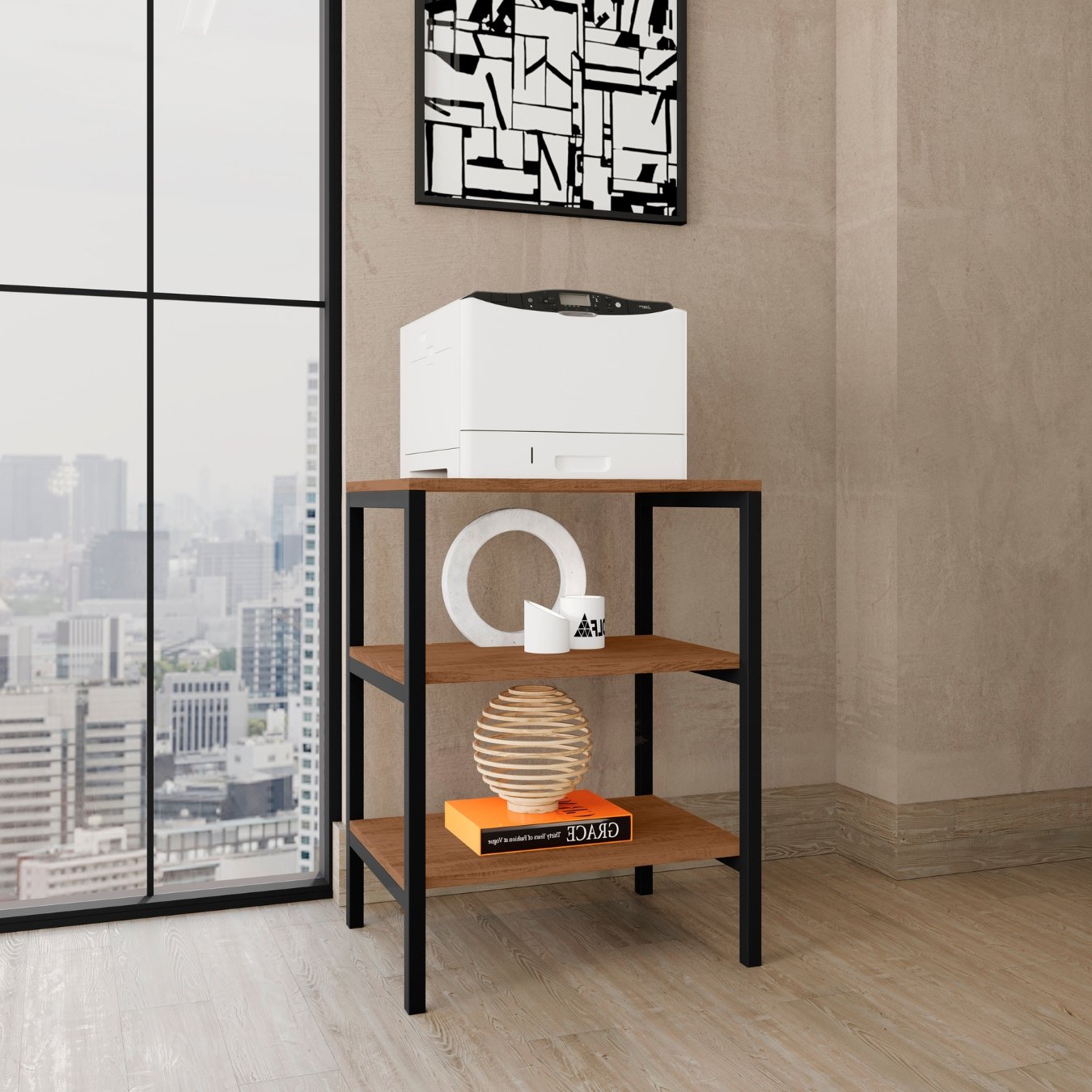 Estante Multiuso Slim Funcional Espaçoso Aço Canela Rústico ...