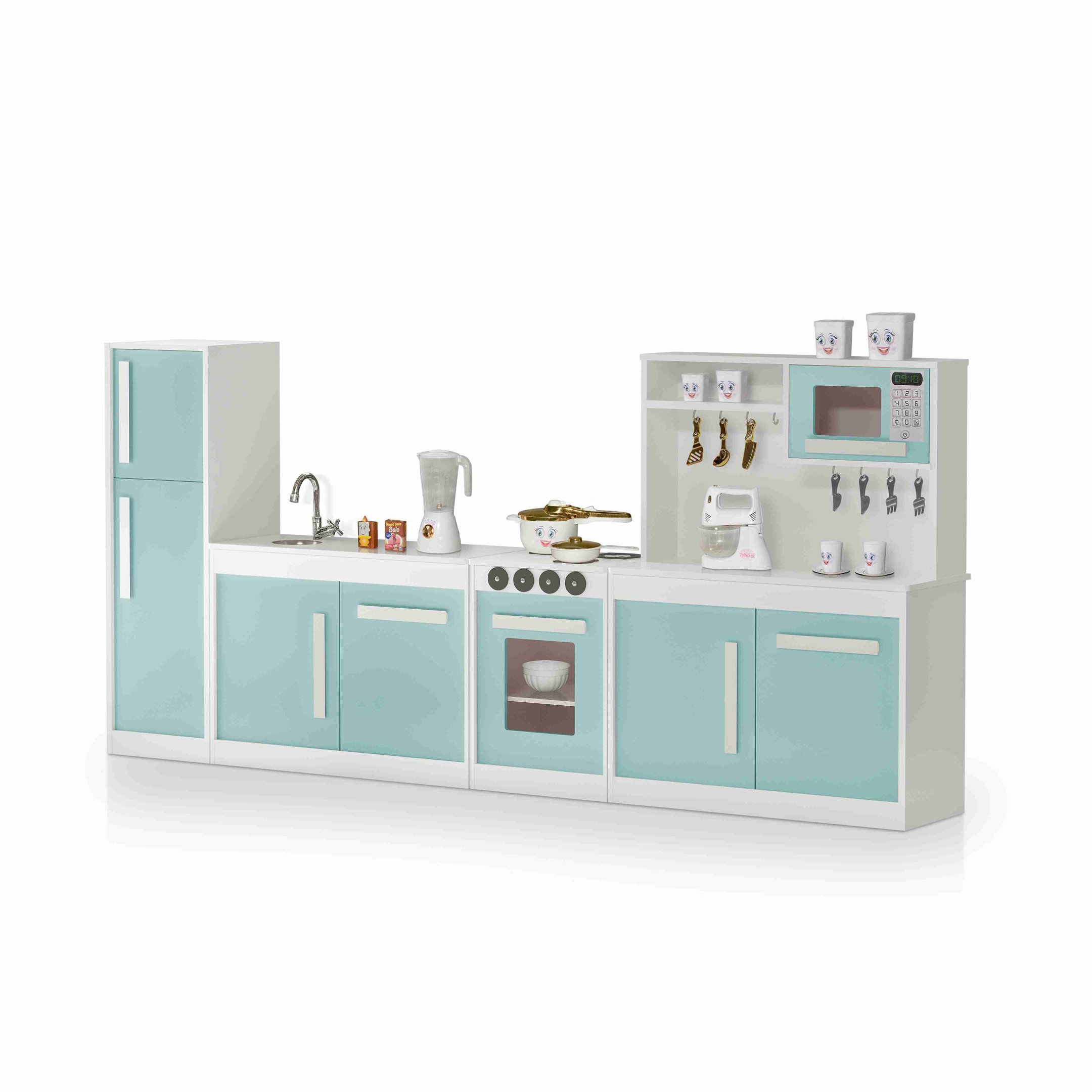Mini Cozinha Menta Completa Infantil Em MDF Potente | MadeiraMadeira