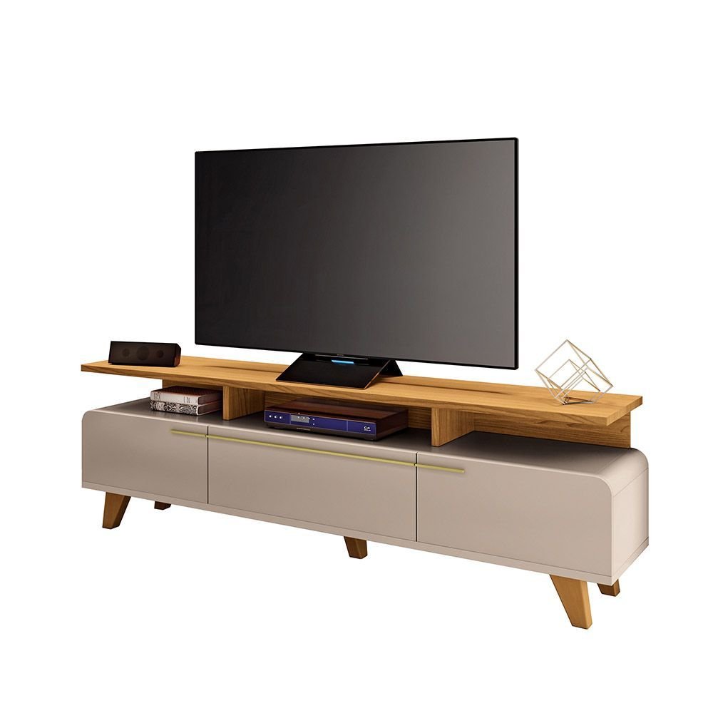 Rack para Sala bancada de tv 70 Pol 200cm Zuri 2.0 Off White/cinamomo ...