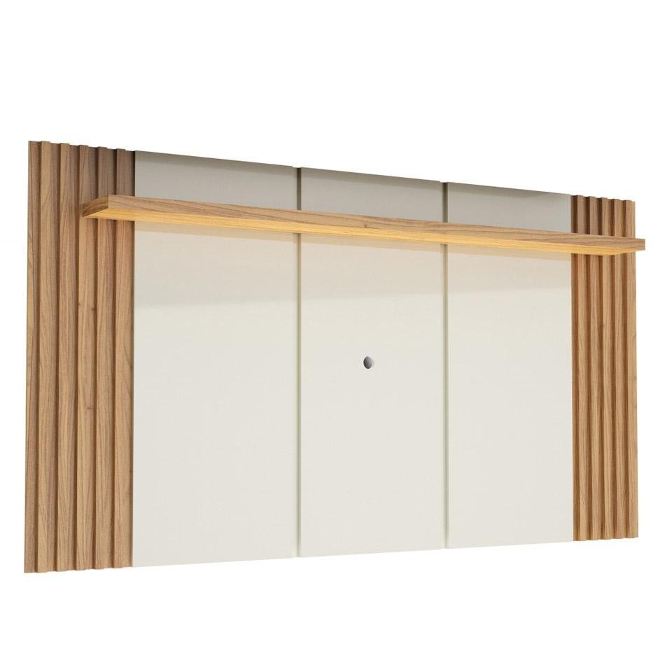 Painel Home Theater 2,20m 75 Polegadas 100% Mdf - Freijó Off Cor:Off ...