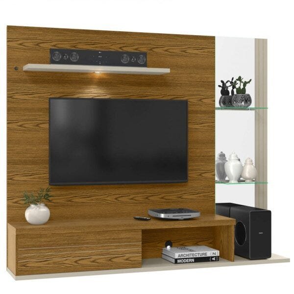 Painel para TV até 52 Polegadas com LED e Espelho 1 Porta Paris ...