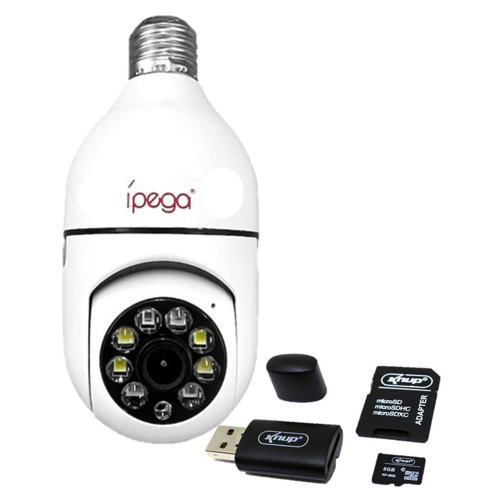 Kit Ípega Câmera IP Auto Tracking Lâmpada 1080p + Cartão de Memória ...