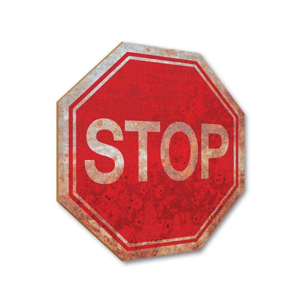 Placa Decorativos MDF 35x35 Stop Pare | MadeiraMadeira