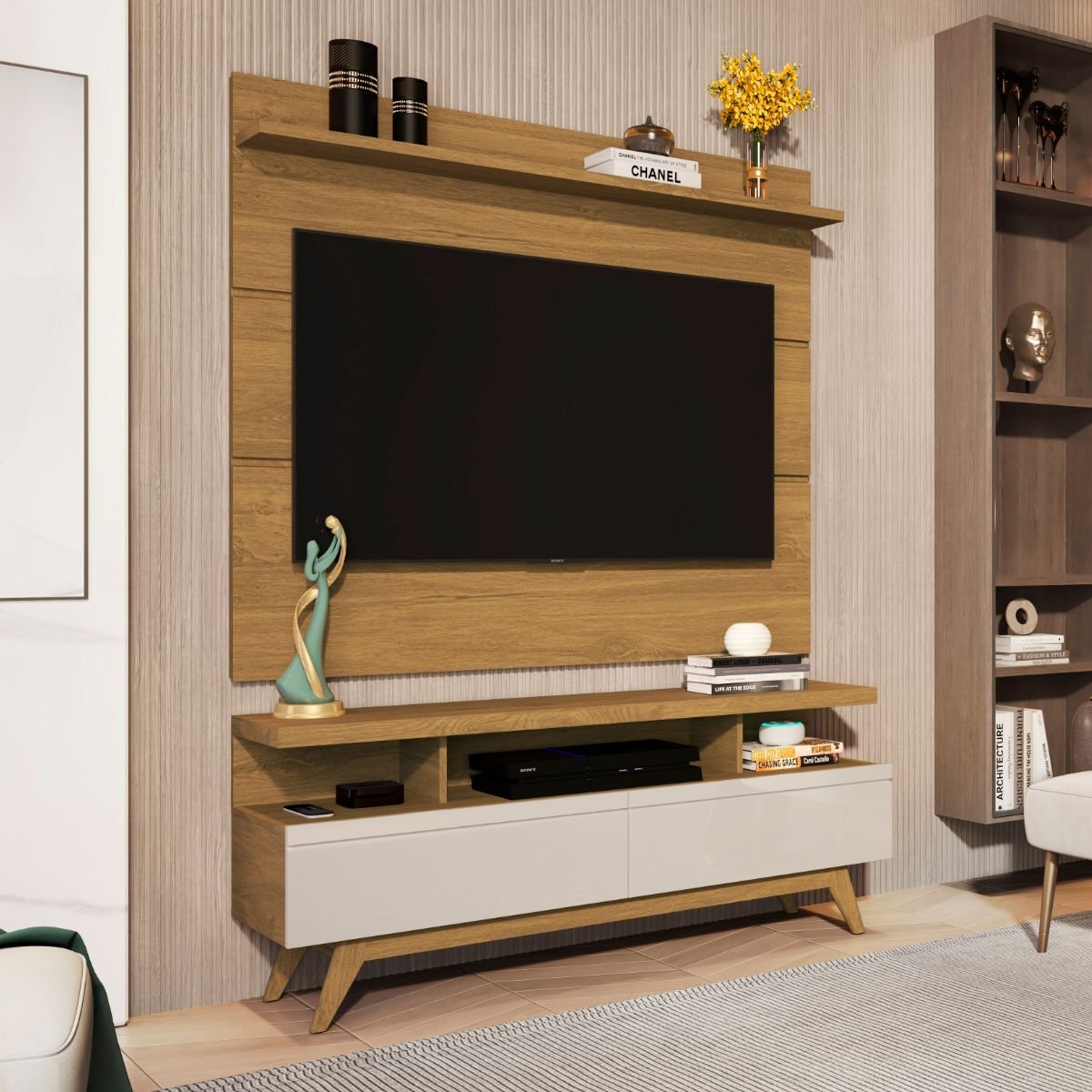 Rack com Painel para Sala Televisão até 50 Polegadas - Mod.2048 ...