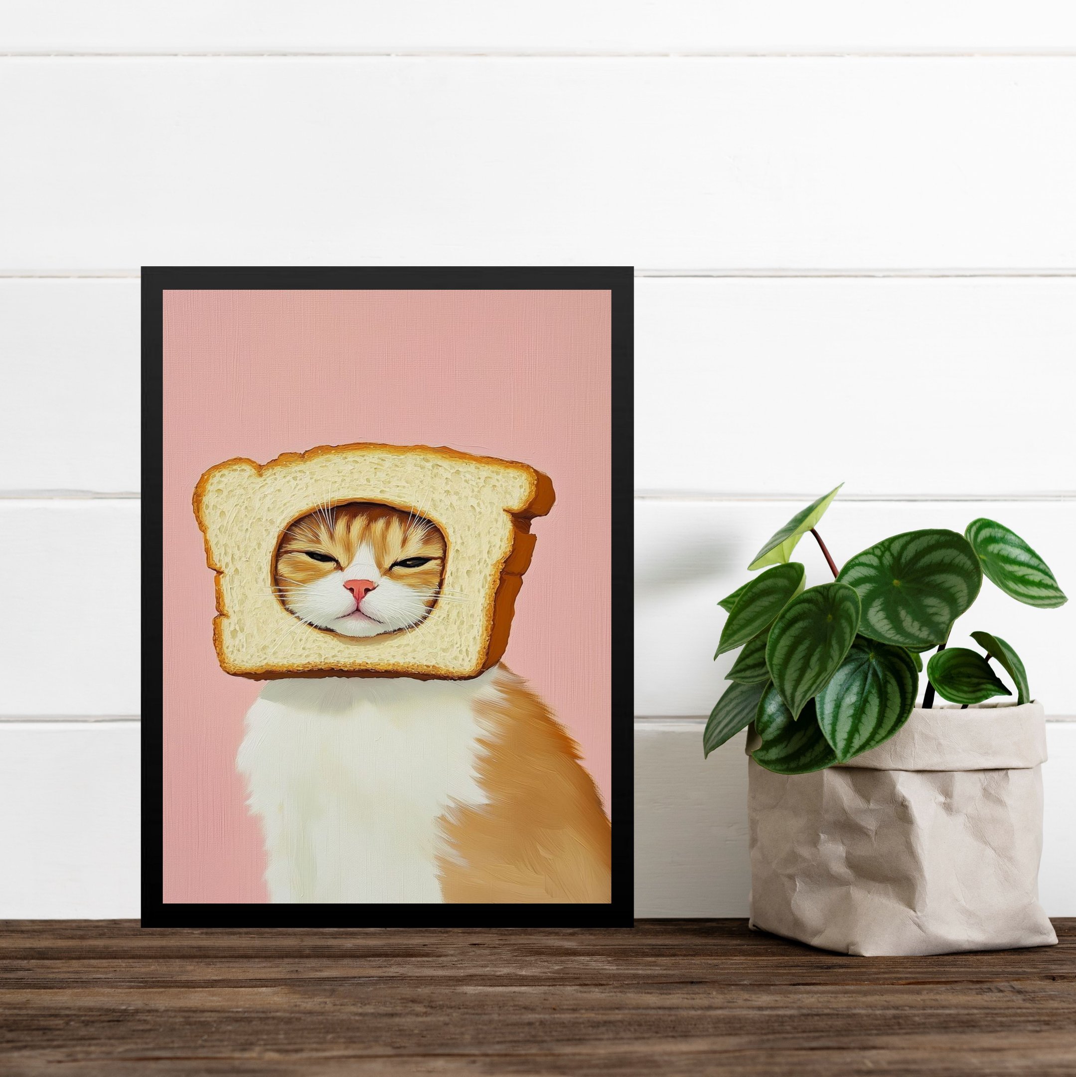 Quadro Cozinha Gatinho Pão de Forma 24x18cm - com Vidro:moldura Preta ...
