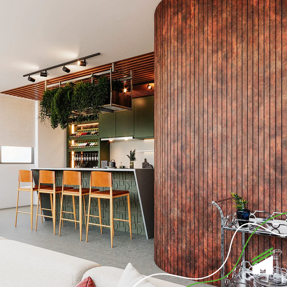 Painel Ripado Modular 10mx10cm (1m²) Corten Autocolante Linha Urban ...