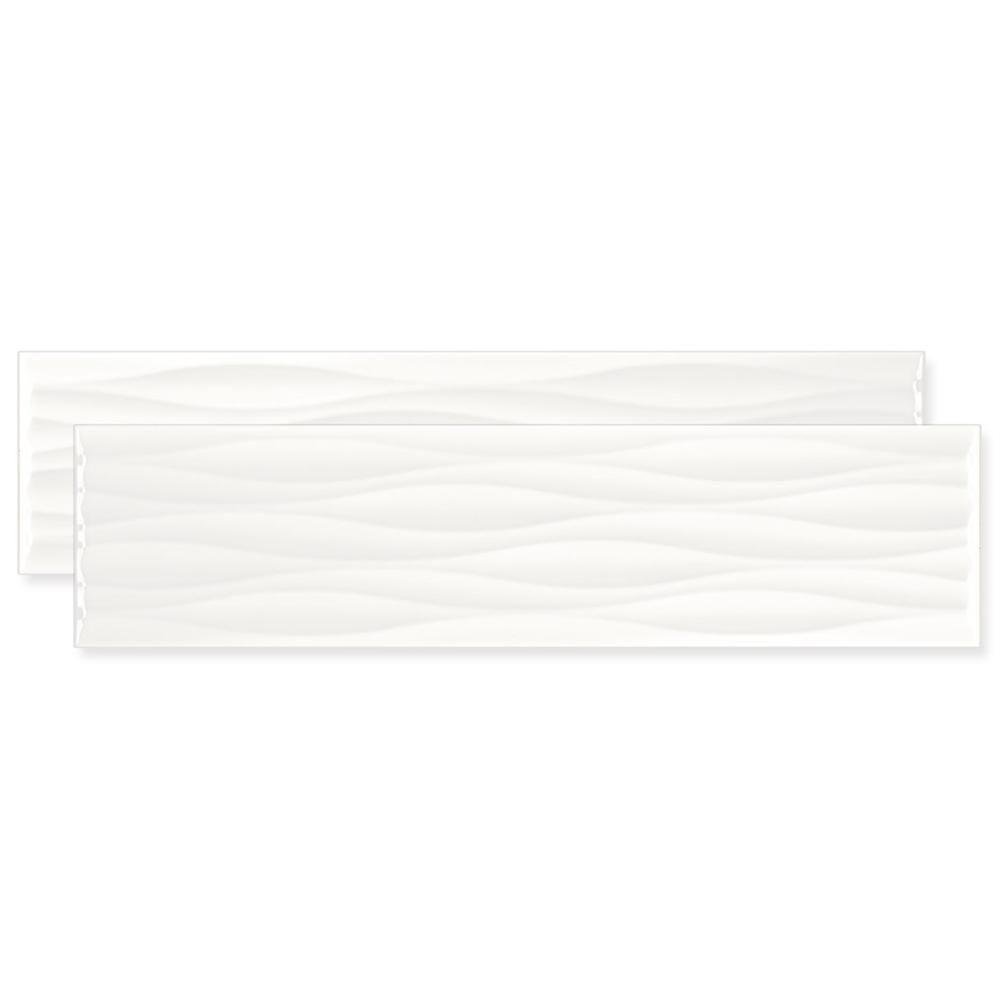 Revestimento Esmaltado Brilhante Krea Ripple Arctic 10x40cm ...
