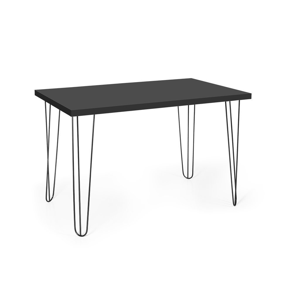 Mesa de Jantar Retangular 4 Lugares 120x75 Base de Ferro Hairpin Preto ...
