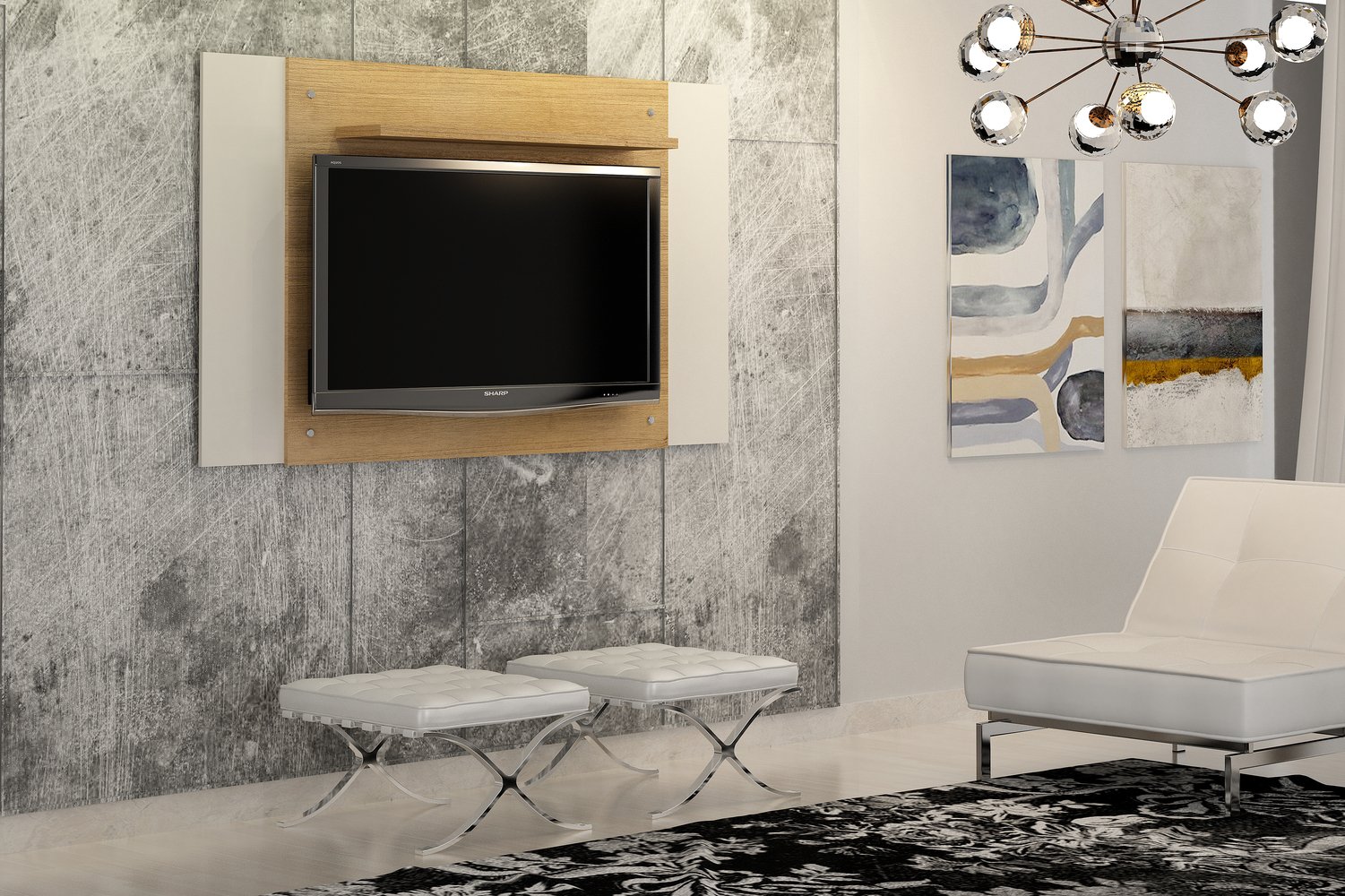 Painel para TVs ate 50 Polegadas America Valdemoveis Cinamomo/Off White ...