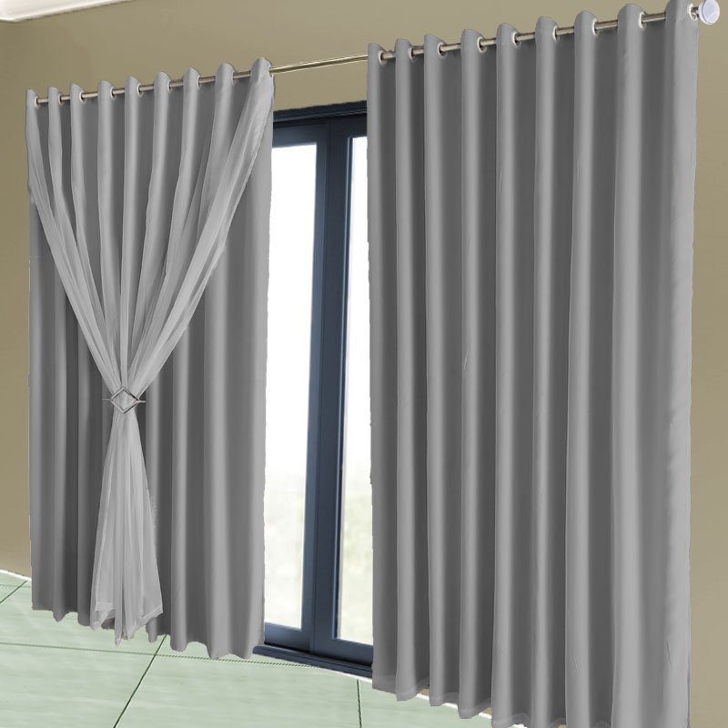 cortina blackout Lisboa corta luz 5,00 x 2,80 varão cinza | MadeiraMadeira