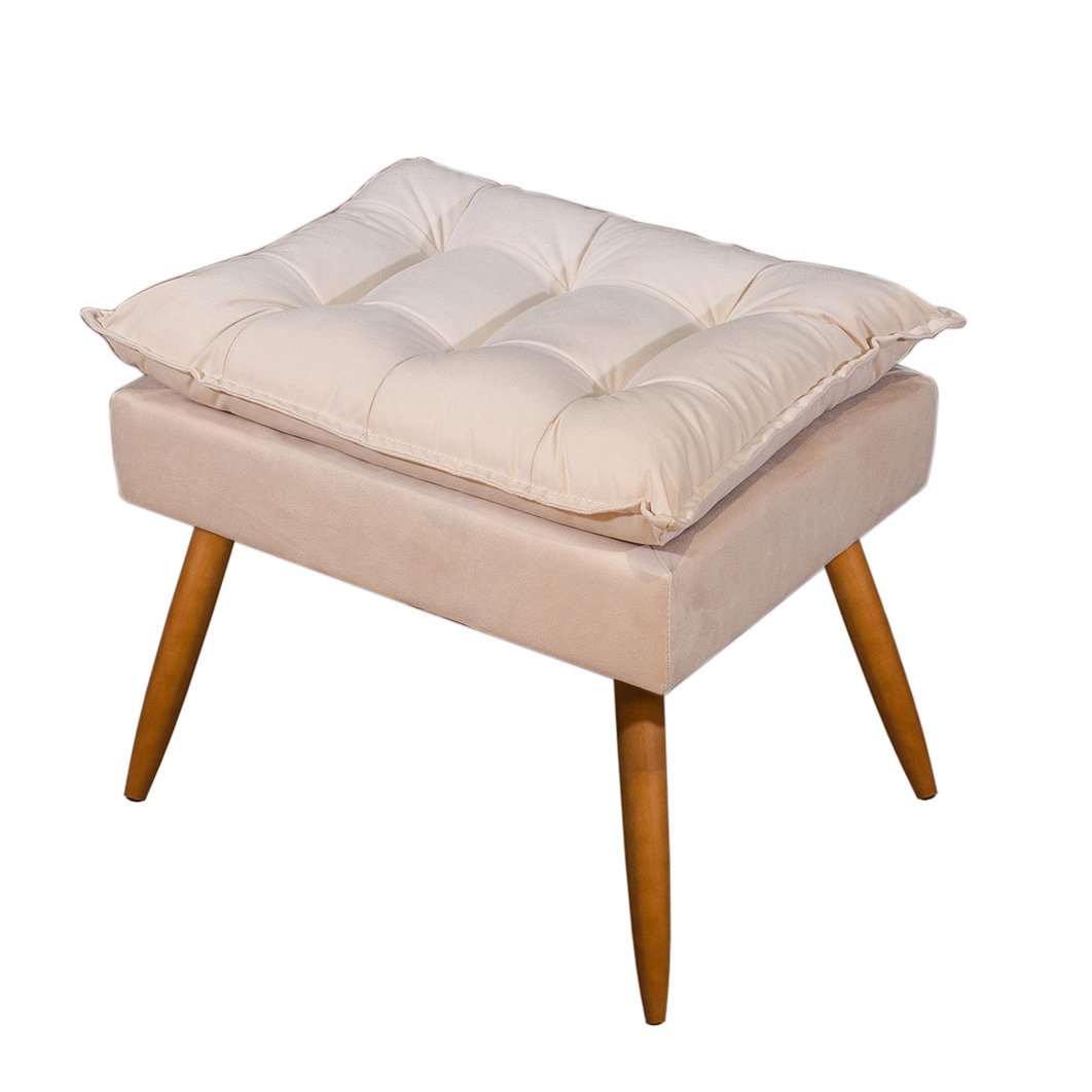 Kit 2 Cadeiras + Sofá 2 Lugares + Puff de Brinde V8 Decor:bege ...