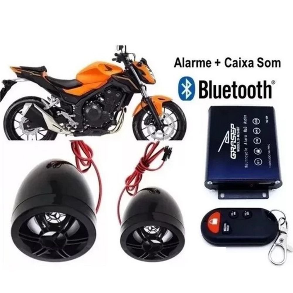 Caixa de Som para Moto Bluetooth Mp3 Fm Rádio Sd Usb Aux e Alarme com ...