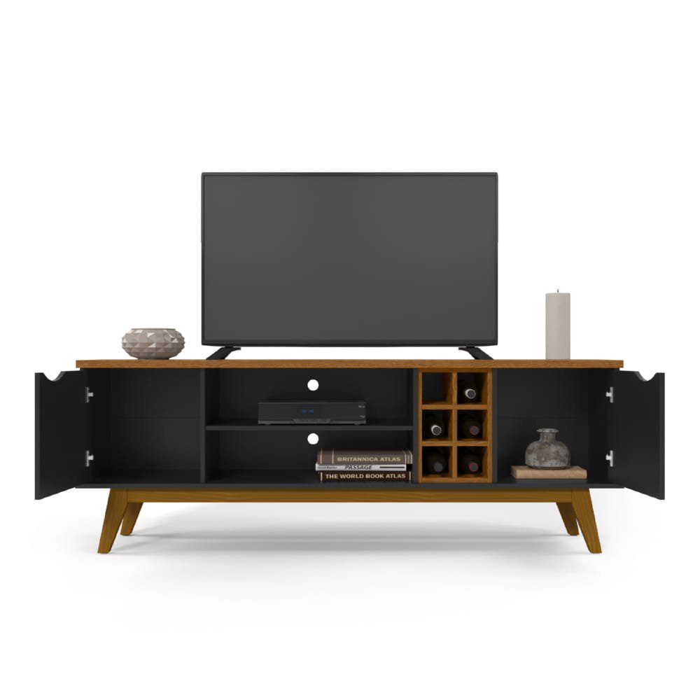 Rack Para Sala Com 2 Portas e Suporte Para Garrafas Patrimar ...