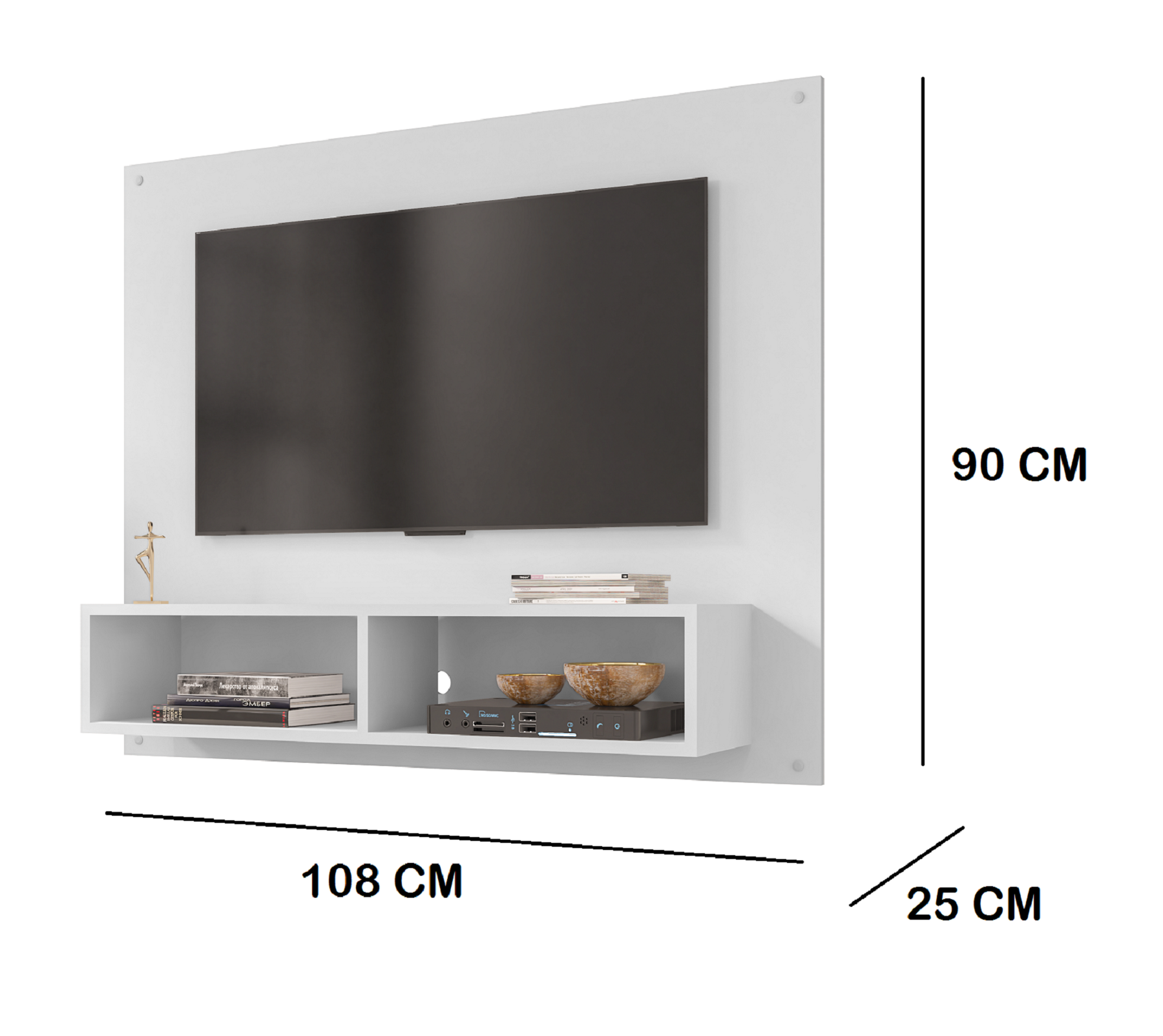 Painel Tv 43 Polegadas Home Suspenso Sala Quarto Branco | MadeiraMadeira