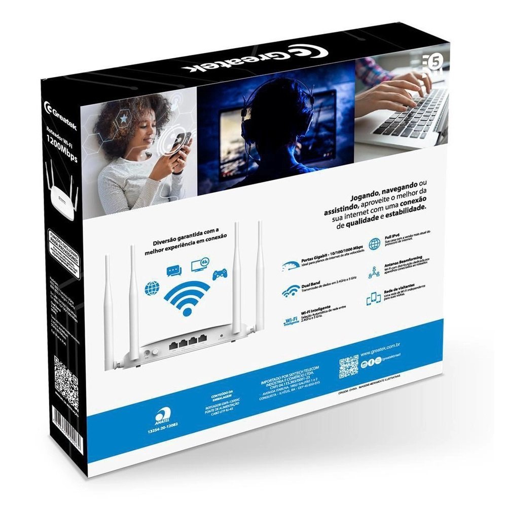 Roteador Wireless Gigabit Dual Band 1200 Mbps Greatek Gwr-1200ac ...