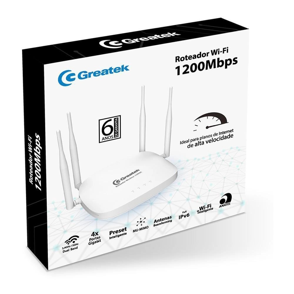 Roteador Wireless Gigabit Dual Band 1200 Mbps Greatek Gwr-1200ac ...