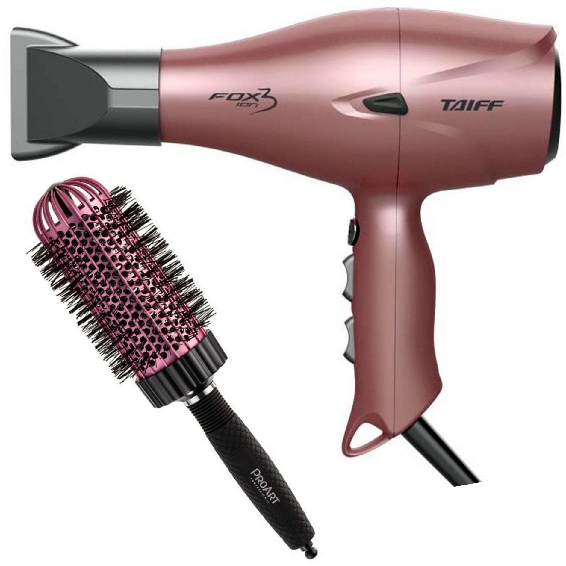 KIT - SECADOR TAIFF FOX ION 3 ROSÊ 2200W 127V + PROART ESC ...