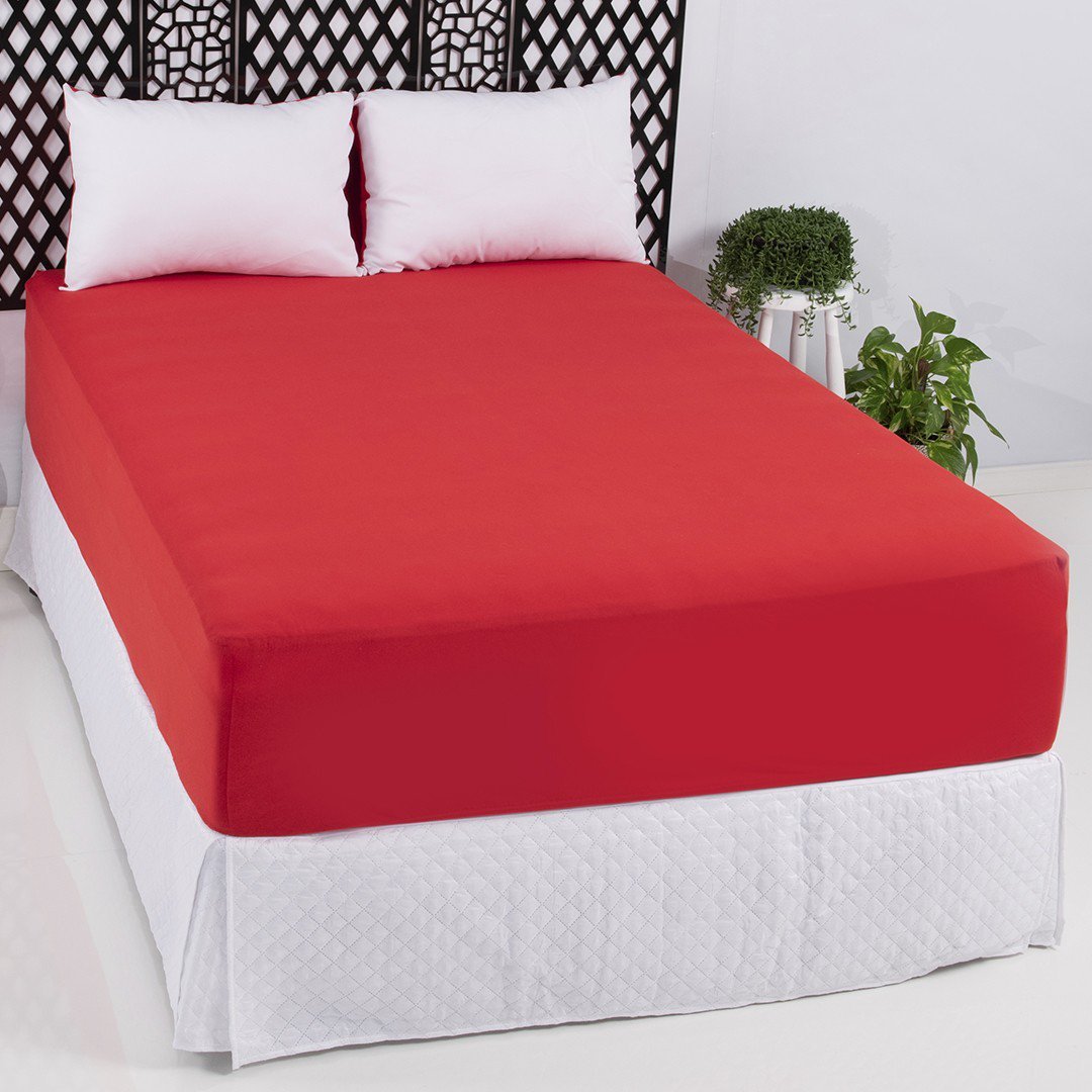 Lençol 100% Algodão Vermelho | MadeiraMadeira