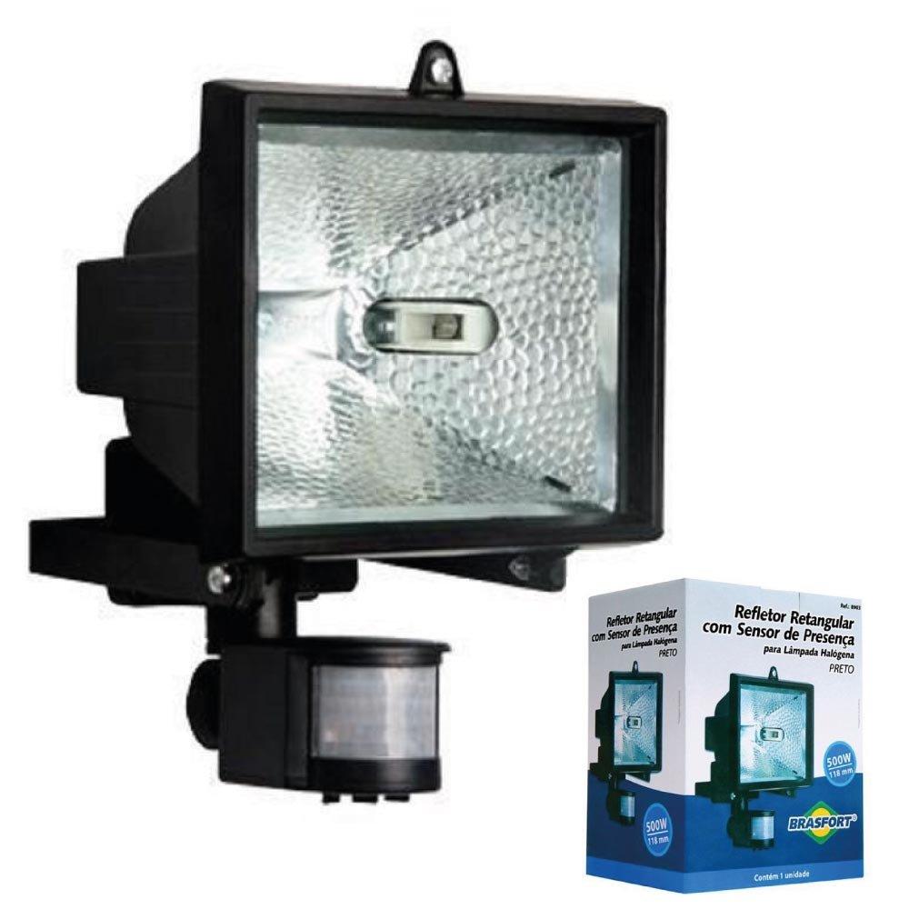 Refletor com Sensor de Presença para Lampada Halogena Brasfort 8903 ...