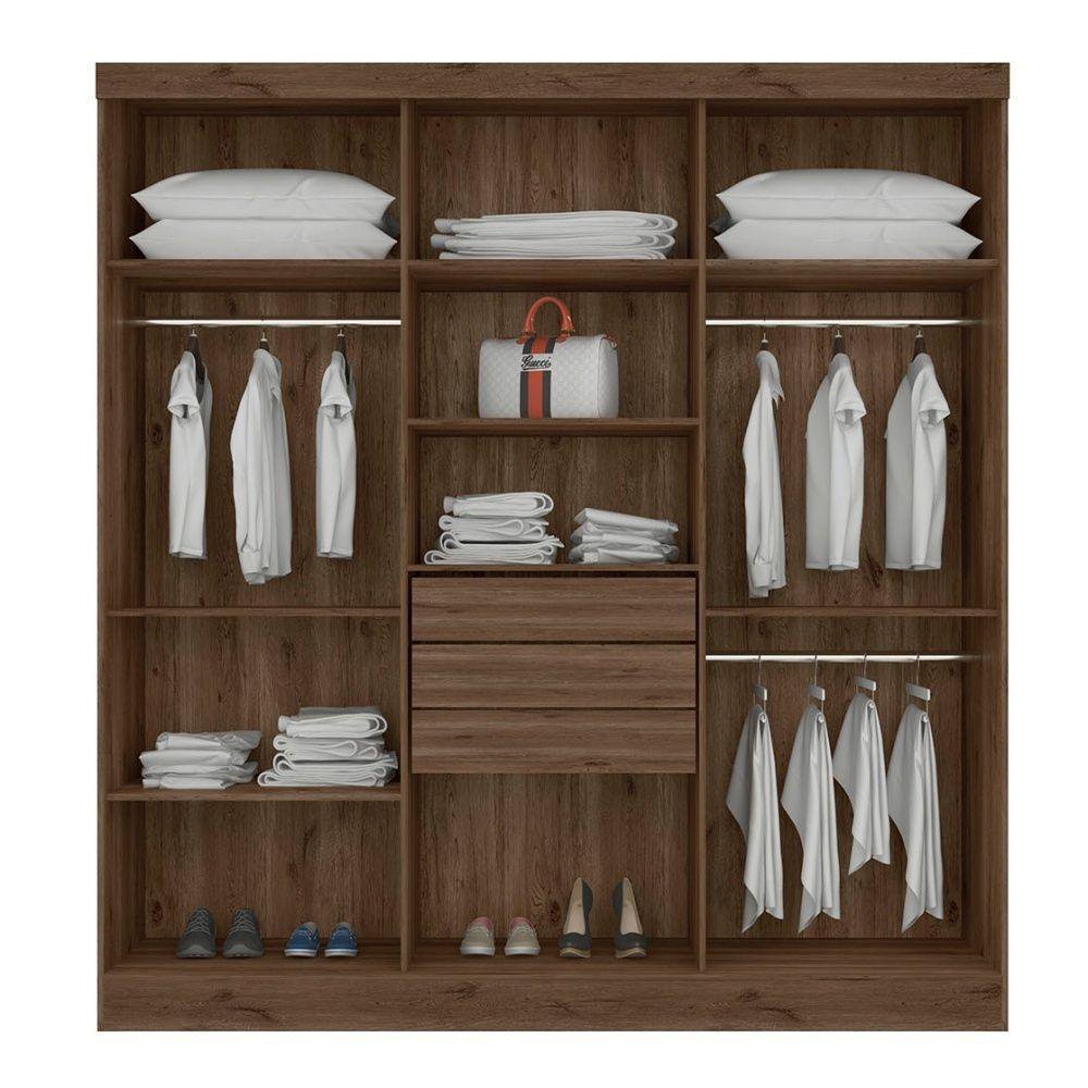 Roupeiro Casal 3 Gavetas Sina ébano Off White | MadeiraMadeira