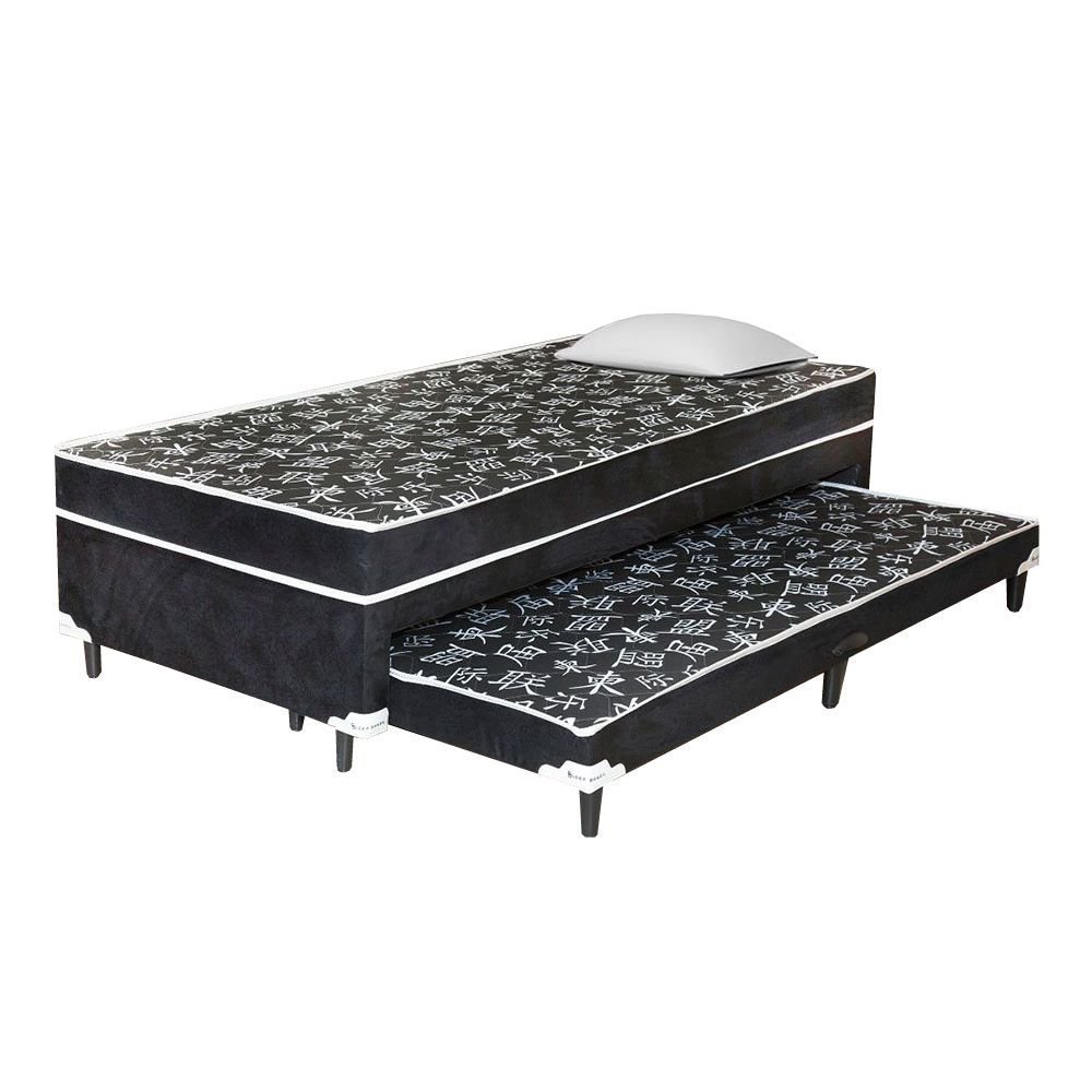 Cama Box Conjugado Espuma Solteiro Com Auxiliar Sleep Black 88x188x53 ...