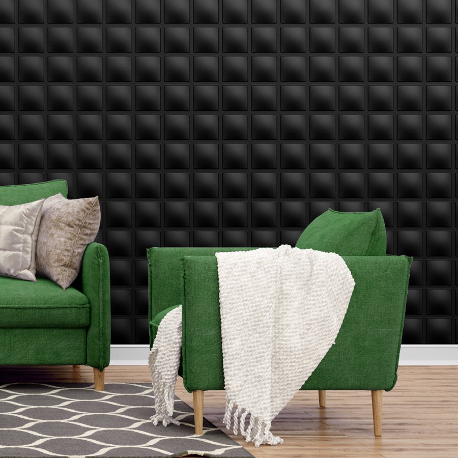 KIT 56 Placas 3D PVC Preto Decoração Revestimento PREMIUM de Parede e ...