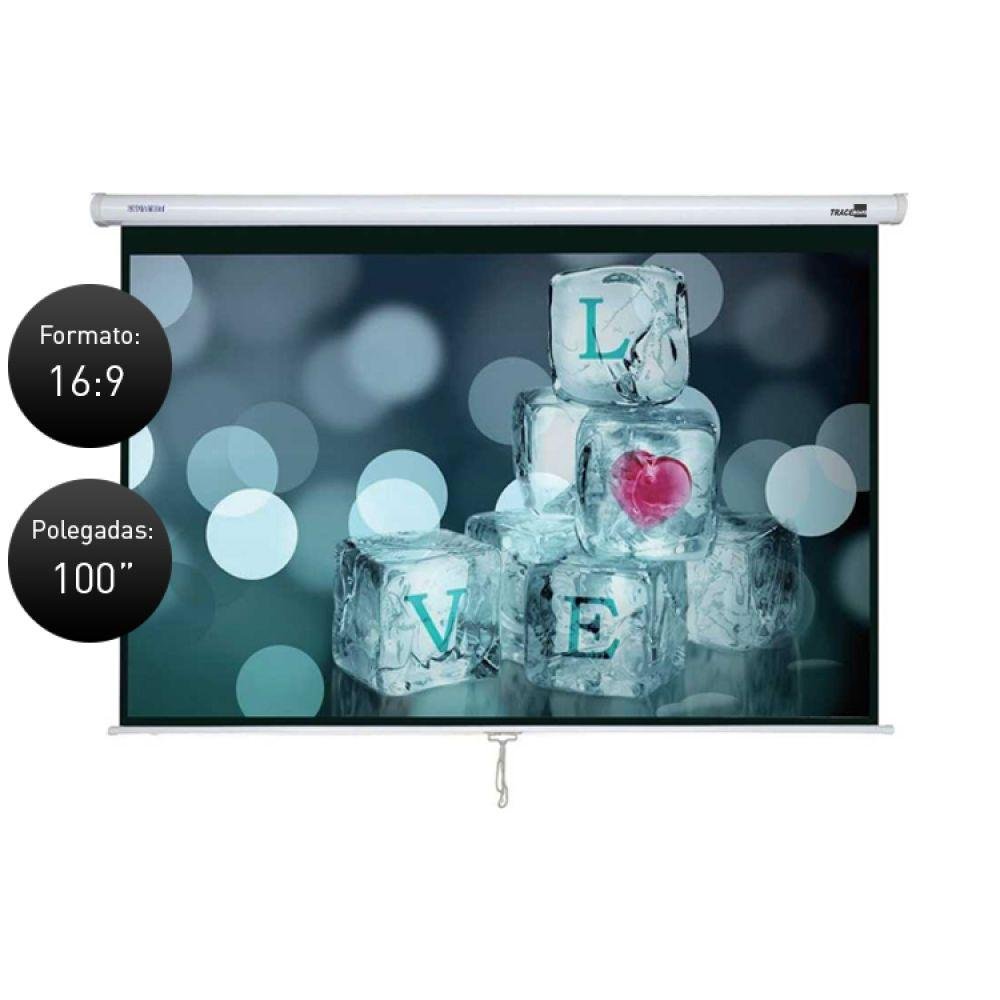 Tela de Projeção Retrátil Manual Tbms100h 2.21x1.25m | MadeiraMadeira