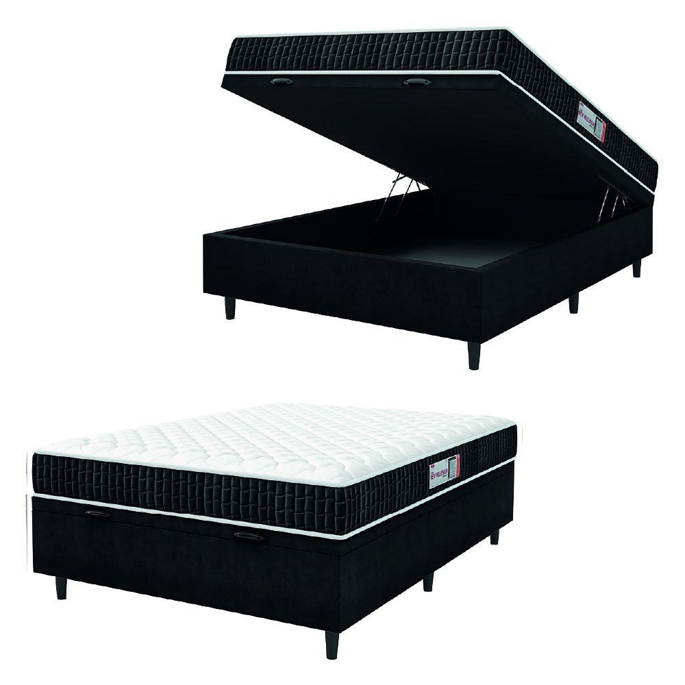 Cama Box Baú Colchão Casal Espuma D33 New Millenium 138x188x60cm Preto ...